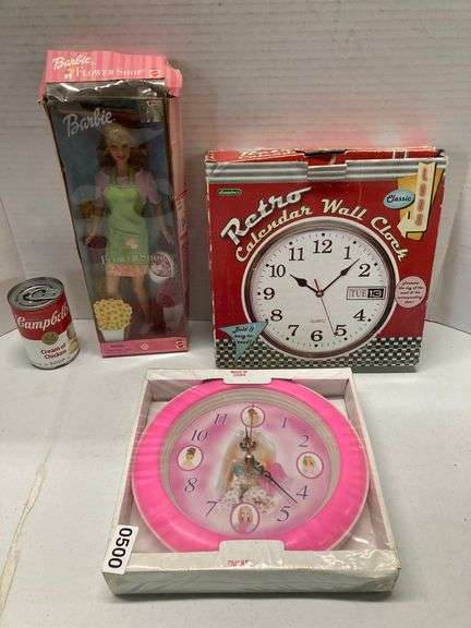 Flower Shop Barbie, Barbie Clock, Retro Wall Clock - Delaware Auction ...