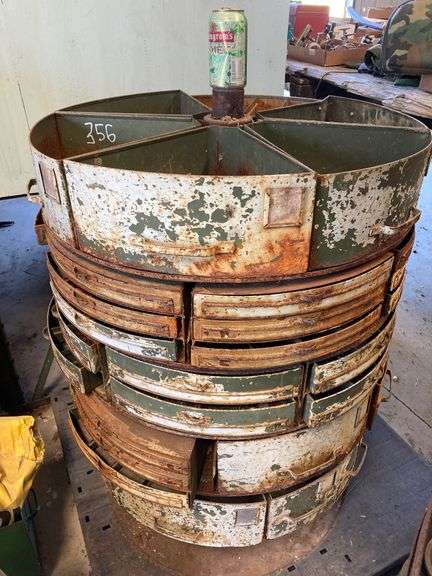 Vintage Industrial Rotating Parts Organizer with Hardware - Delaware ...