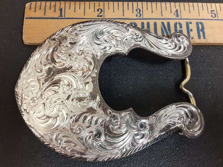 Montana Silversmiths Silver Plate Belt Buckle - Delaware Auction Center