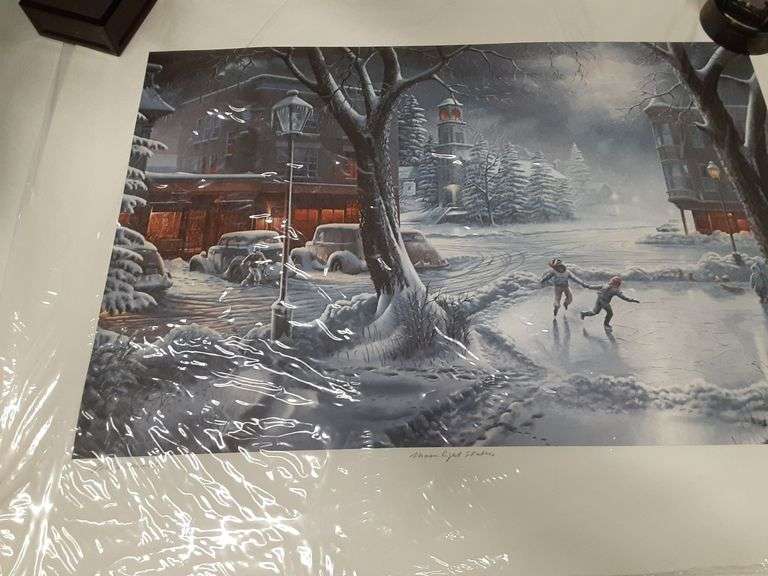 Signed H.T. Becker 150/950 Moonlight Skaters Print - Delaware Auction ...