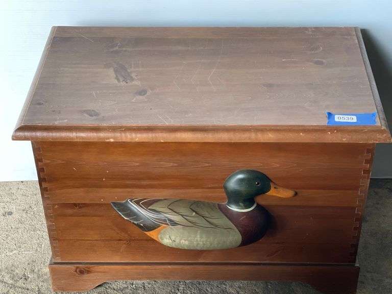Pine Storage Box w/Mallard Duck Motif - Delaware Auction Center