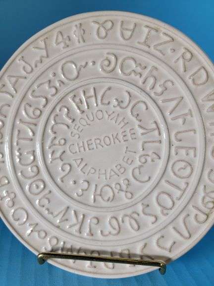Vintage Sequoyah Cherokee Alphabet Pottery Trivet - Delaware Auction Center
