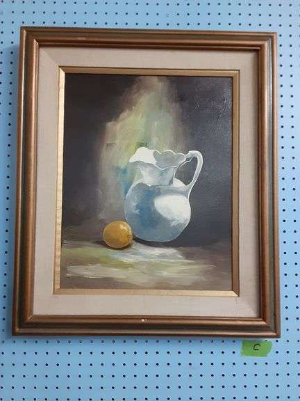 Oil on Canvas Still Life Signed Jacque Barnes 76 - Delaware Auction Center