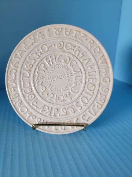 Vintage Sequoyah Cherokee Alphabet Pottery Trivet - Delaware Auction Center