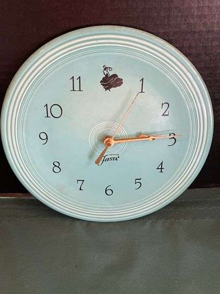 Fiesta Ware Turquoise Plate Clock - Delaware Auction Center