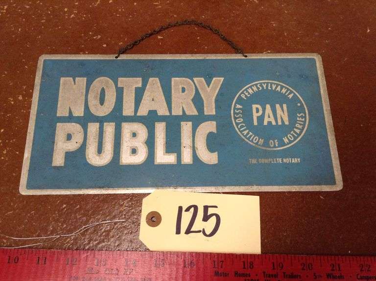 Metal Notary Public Sign - Duck Soup Auctions