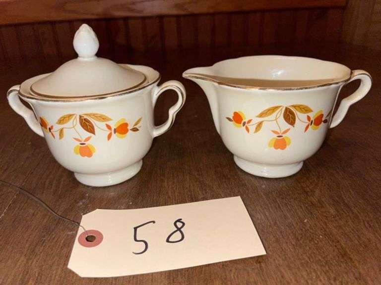 Jewel tea cream and sugar • Kitchen - Duck Soup Auctions