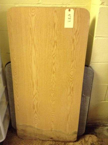 4’ Wood and Metal Folding Table. One side has water damage - Duck Soup ...