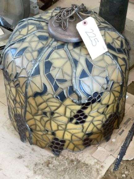 Stained glass lamp shade • 15” • Vintage • Garage - Duck Soup Auctions