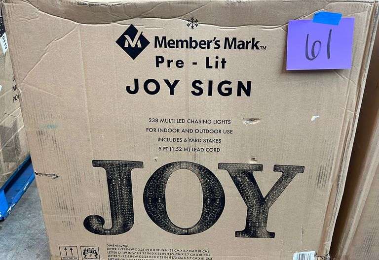 PRE LIT JOY SIGN IN BOX - Earl's Auction Company