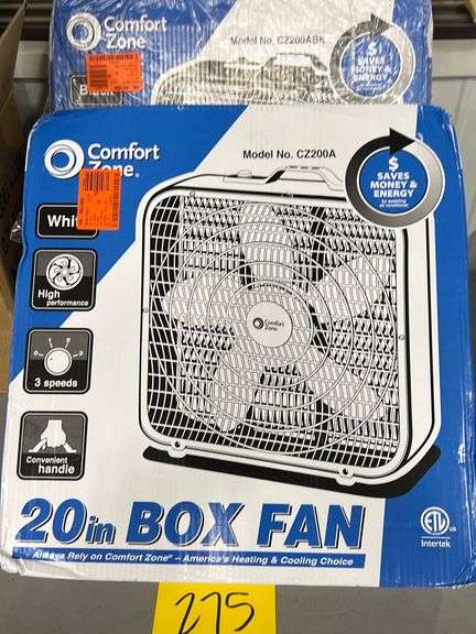 (2) 20" BOX FANS IN BOXES - Earl's Auction Company