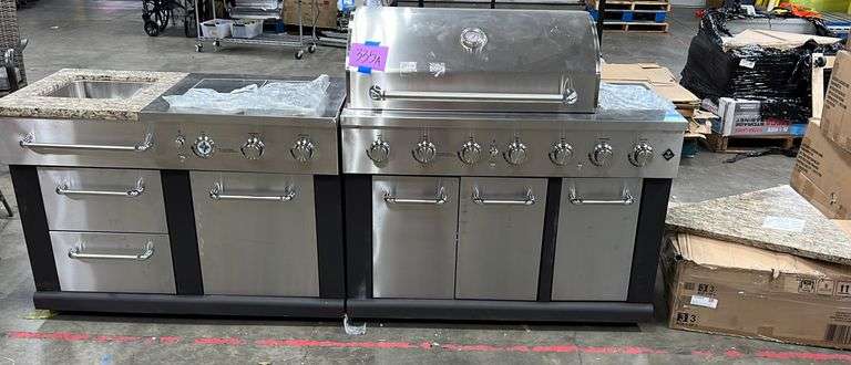 AS IS - 3PC GRANITE TOP PROPANE OUTDOOR KITCHEN - Earl's Auction Company