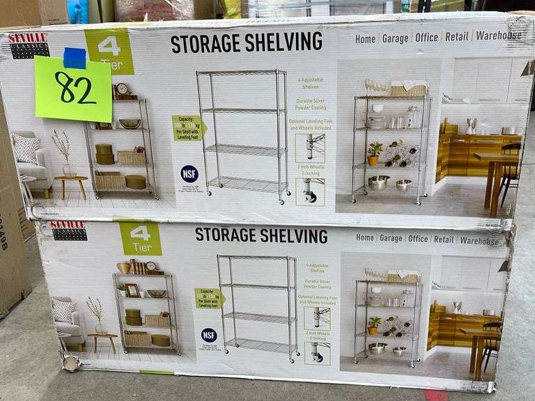 (2) SEVILLE CLASSICS 4 TIER STORAGE RACKS IN BOXES - Earl's Auction Company