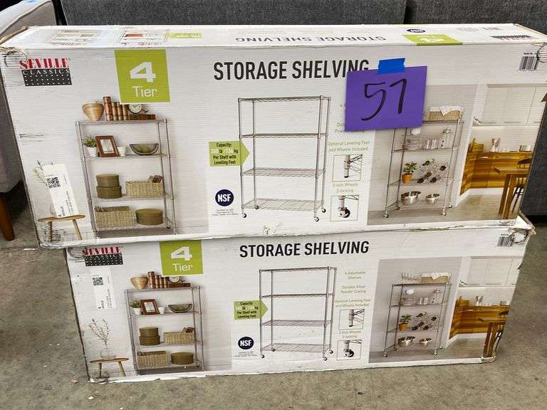 (2) SEVILLE CLASSICS 4 TIER SHELVING RACKS IN BOXES - Earl's Auction ...