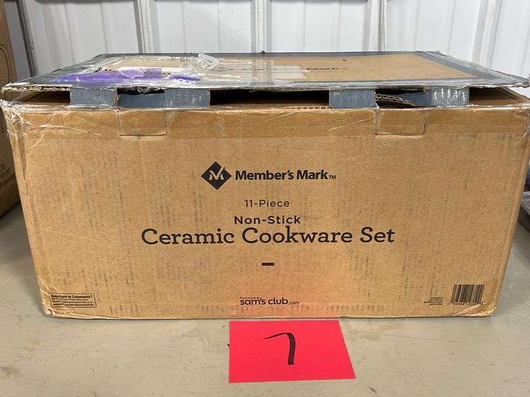 11PC CERAMIC COOKWARE SET IN BOX - GREY - Earl's Auction Company
