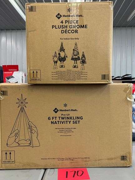4PC GNOME DECOR & 6FT TWINKLING NATIVITY SET IN BOXES - Earl's Auction ...