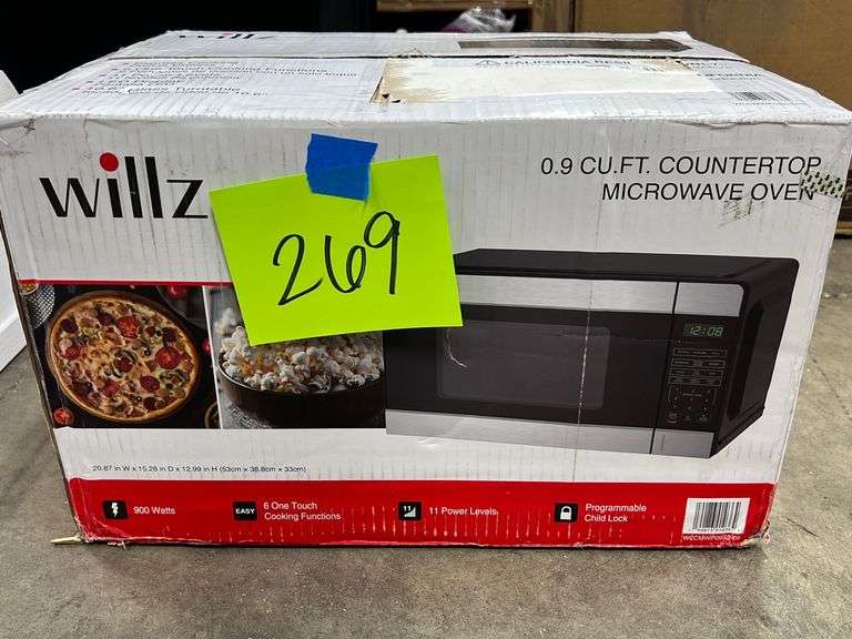 WILLZ 0.9CU FT COUNTERTOP MICROWAVE OVEN IN BOX - Earl's Auction Company