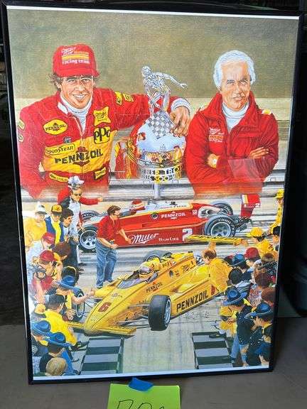 FRAMED RICK MEARS INDY CAR POSTER - Earl's Auction Company