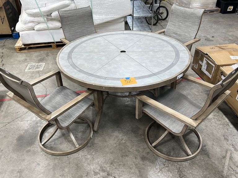 AS IS - PHIFERTEX 5PC TILE TOP PATIO DINING SET - Earl's Auction Company