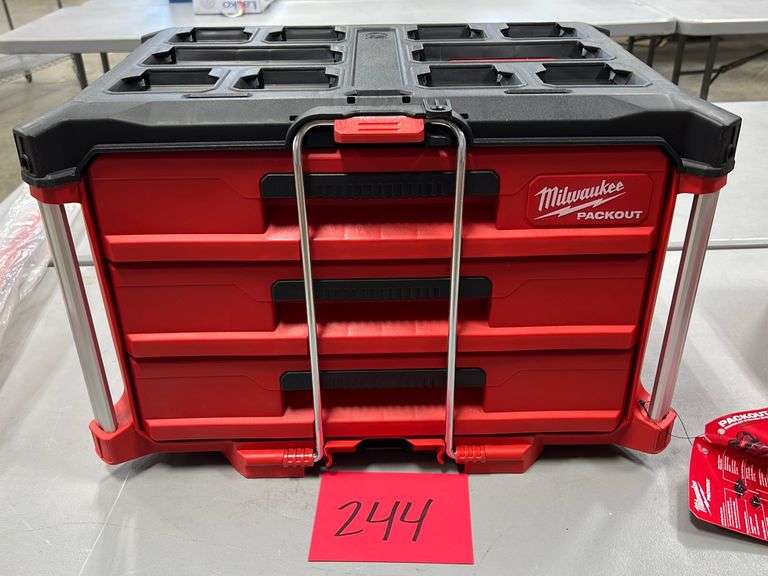 MILWAUKEE PACKOUT 3 DRAWER TOOL BOX - Earl's Auction Company