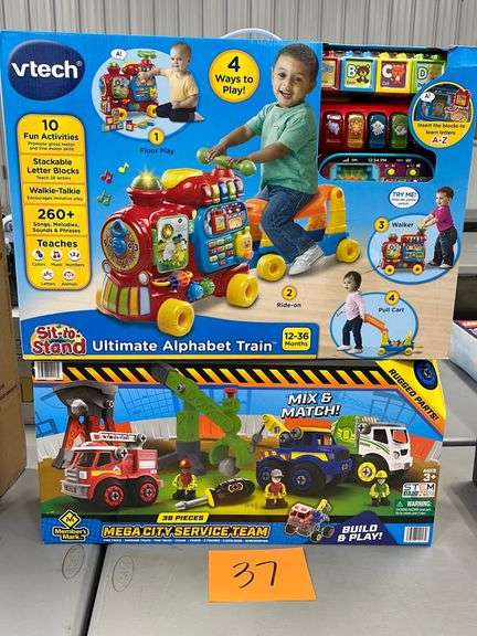 (2) KIDS TOYS - VTECH ALPHABET TRAIN & MEGA CITY SERVICE TEAM IN BOXES ...