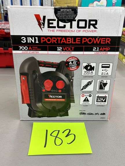 VECTOR PORTABLE POWER BATTERY IN BOX - Earl's Auction Company
