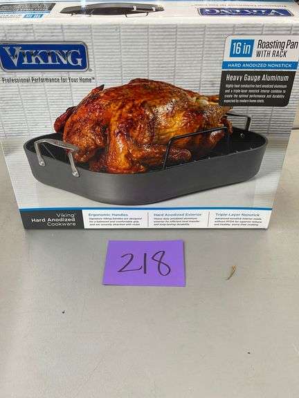 VIKING 16" ROASTING PAN WITH RACK IN BOX - Earl's Auction Company