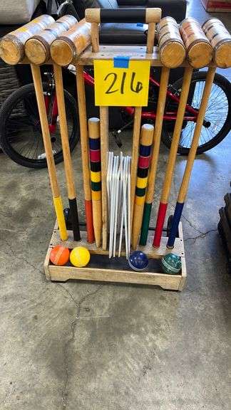 SPORTCRAFT CROQUET SET W/ ROLLING STAND - Earl's Auction Company