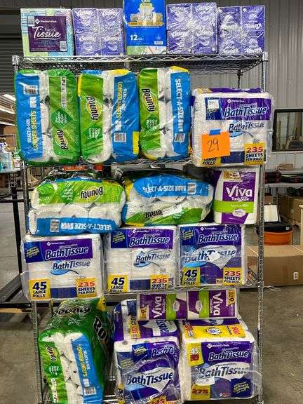 LARGE LOT OF PAPER TOWELS, TOILET PAPER & KLEENEX - Earl's Auction Company