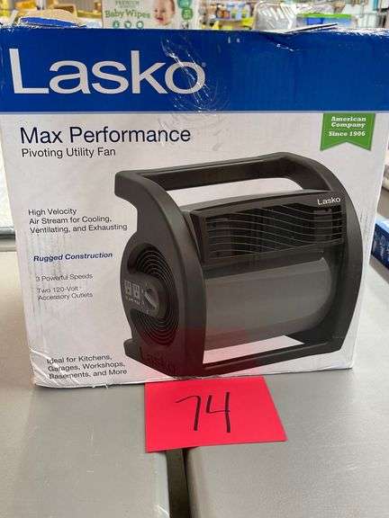 LASKO MAX PERFORMACE PIVOTING UTILITY FAN IN BOX - Earl's Auction Company