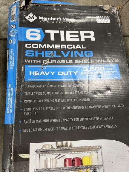 MEMBERS MARK 6 TIER SHELVING RACK IN BOX - Earl's Auction Company