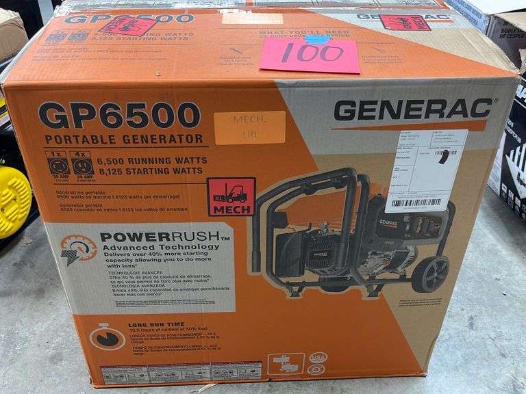 NEW GENERAC GP6500 PORTABLE GENERATOR IN BOX - Earl's Auction Company