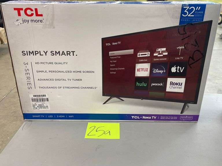 TCL 32" 3-SERIES SMART TV IN BOX - Earl's Auction Company