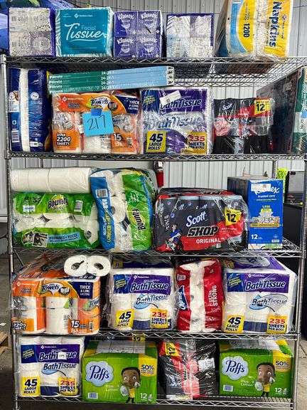 LARGE LOT OF PAPER TOWELS, TOILET PAPER & KLEENEX - Earl's Auction Company