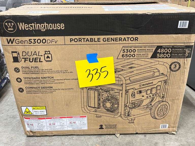 WESTINGHOUSE WGEN5300 PORTABLE GENERATOR IN BOX - Earl's Auction Company