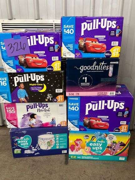 (8) BOXES OF ASSORTED PULL UPS, EASY UPS & GOODNITES - Earl's Auction ...