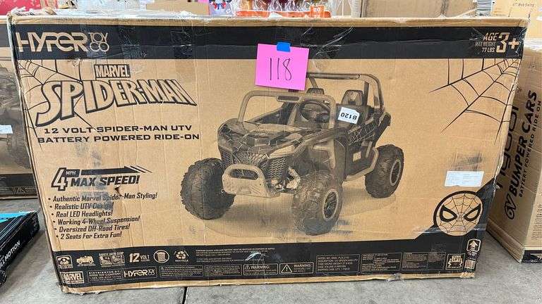 HYPER TOY CO KIDS 12V SPIDERMAN RIDE ON IN BOX - Earl's Auction Company
