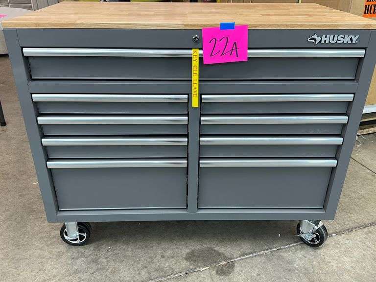 NEW HUSKY 46" ROLLING WORKBENCH - GREY - Earl's Auction Company