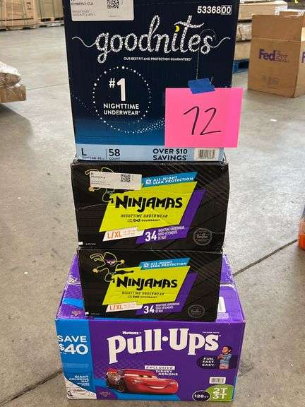 (4) BOXE OF PULL UPS, NINJAMAS, GOODNITES - Earl's Auction Company