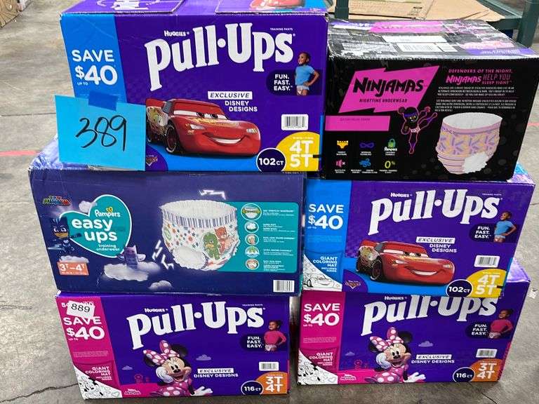 (6) BOXES OF PULL UPS/EASY UPS/NINJAMAS - ASST SIZES - Earl's Auction ...