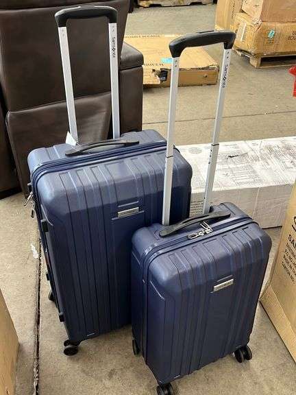 2PC SAMSONITE HARD SHELL ROLLING LUGGAGE SET - NAVY - Earl's Auction ...