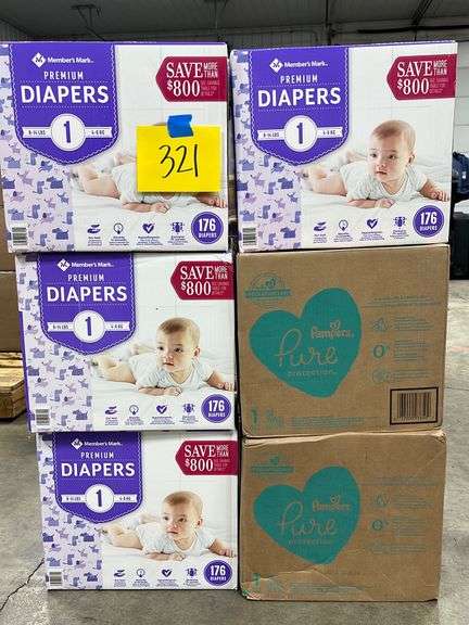 (6) BOXES OF SZ 1 DIAPERS - Earl's Auction Company