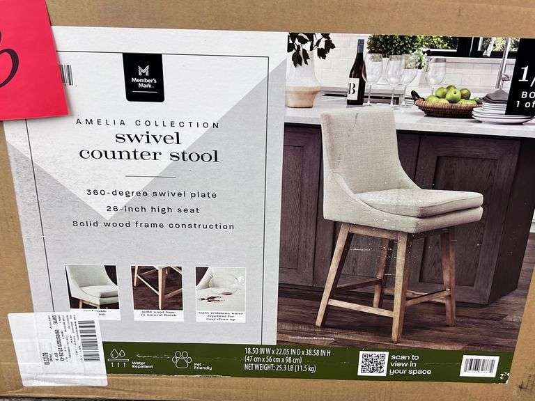(2) AMELIA COLLECTION SWIVEL COUNTER STOOLS IN BOXES - Earl's Auction ...