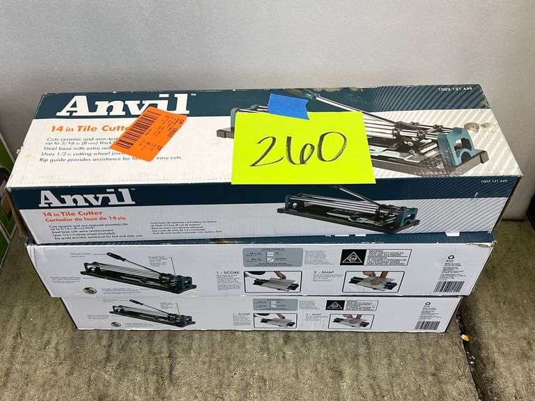(3) ANVIL 14" TILE CUTTERS IN BOXES - Earl's Auction Company