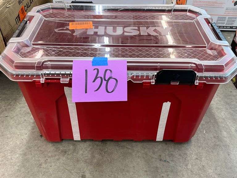 HUSKY 20 GALLON STORAGE CONTAINER W/ LID - Earl's Auction Company
