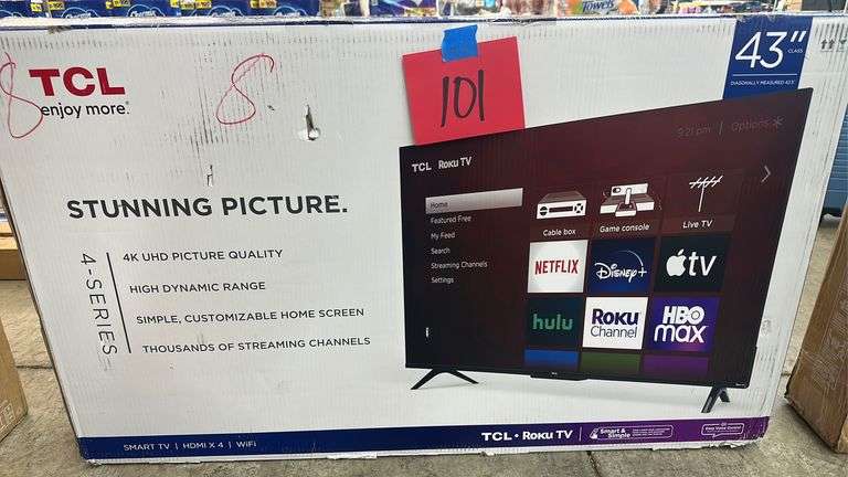 TCL 43" 4K ROKU SMART TV IN BOX - Earl's Auction Company