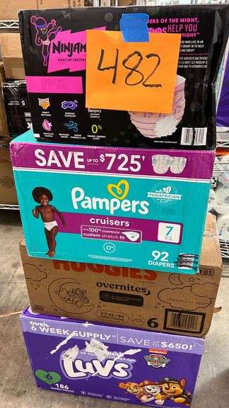 (4) BOXES OF DIAPERS - ASSORTED SIZES - Earl's Auction Company