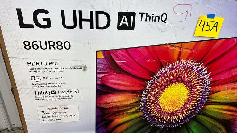 LG 86" THINQ 86UR80 UHD SMART TV IN BOX - Earl's Auction Company