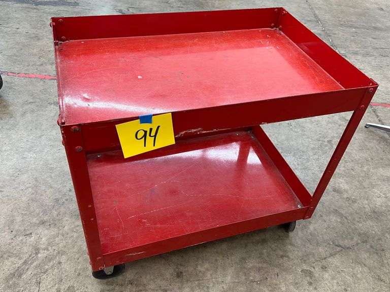 RED METAL 2 TIER UTILITY CART - Earl's Auction Company