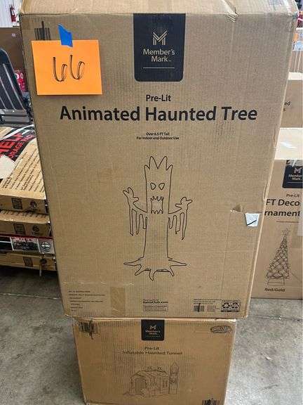 PRE LIT INFLATABLE HAUNTED TUNNEL & ANIMATED HAUNTED TREE IN BOXES ...
